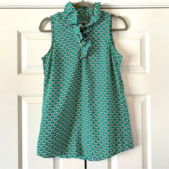 Mud Pie | Tops | Mud Pie Green Sleeveless Top With Ruffles S | Poshmark
